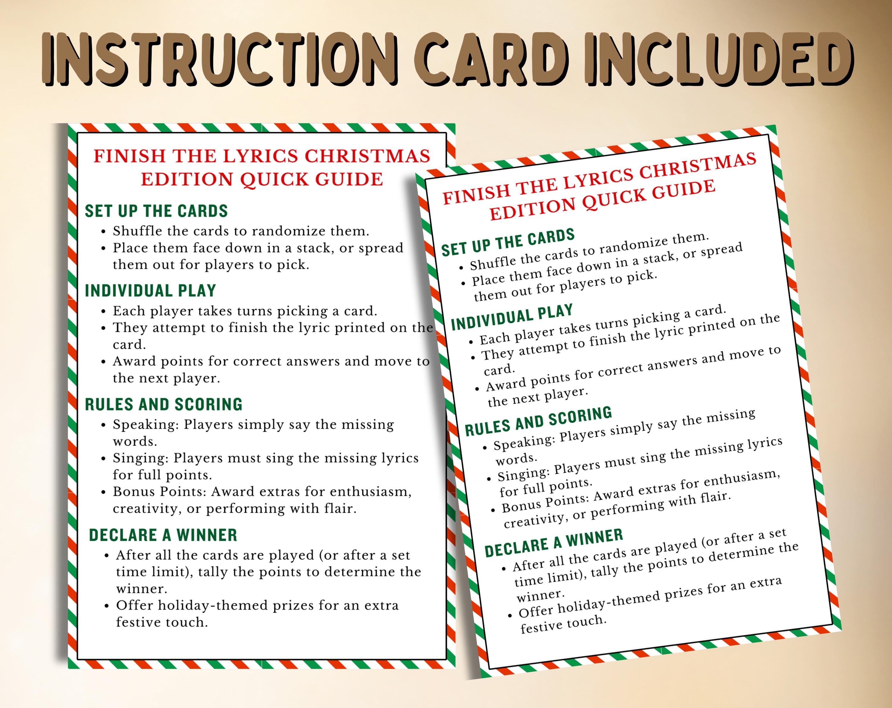 Christmas Finish the Lyrics, Christmas Song Trivia Game, Finish the ...