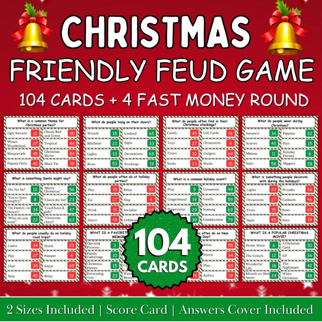 New Christmas Friendly Feud Game, Family Christmas Game, Christmas Feud ...