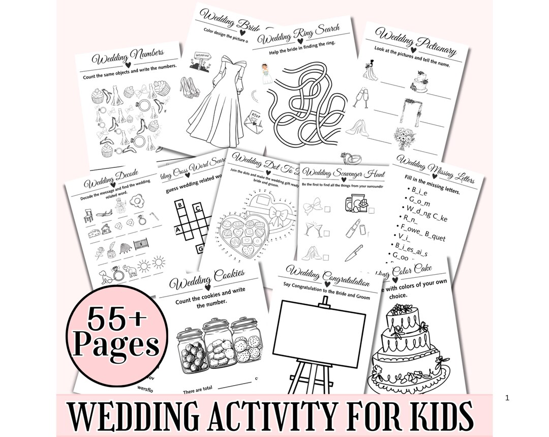 50 + Wedding Activities for Kids, Wedding Coloring Book, Wedding Table ...