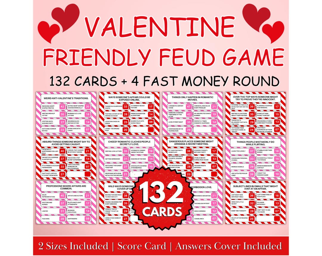 Valentine's Friendly Feud Game, Valentine's Day Party Game, Valentines ...