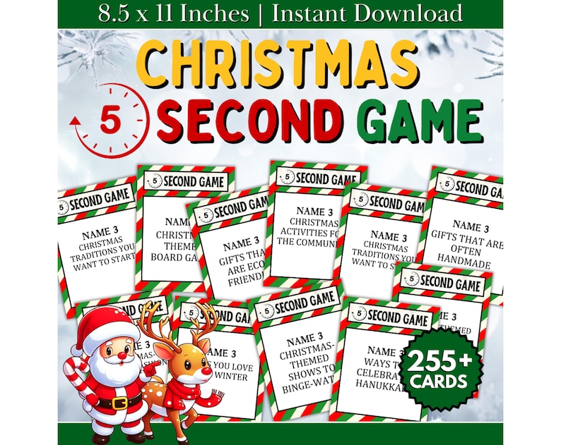 Christmas 5 Sec Game, Christmas Party Game, Holiday 5 Second Game, 5 ...