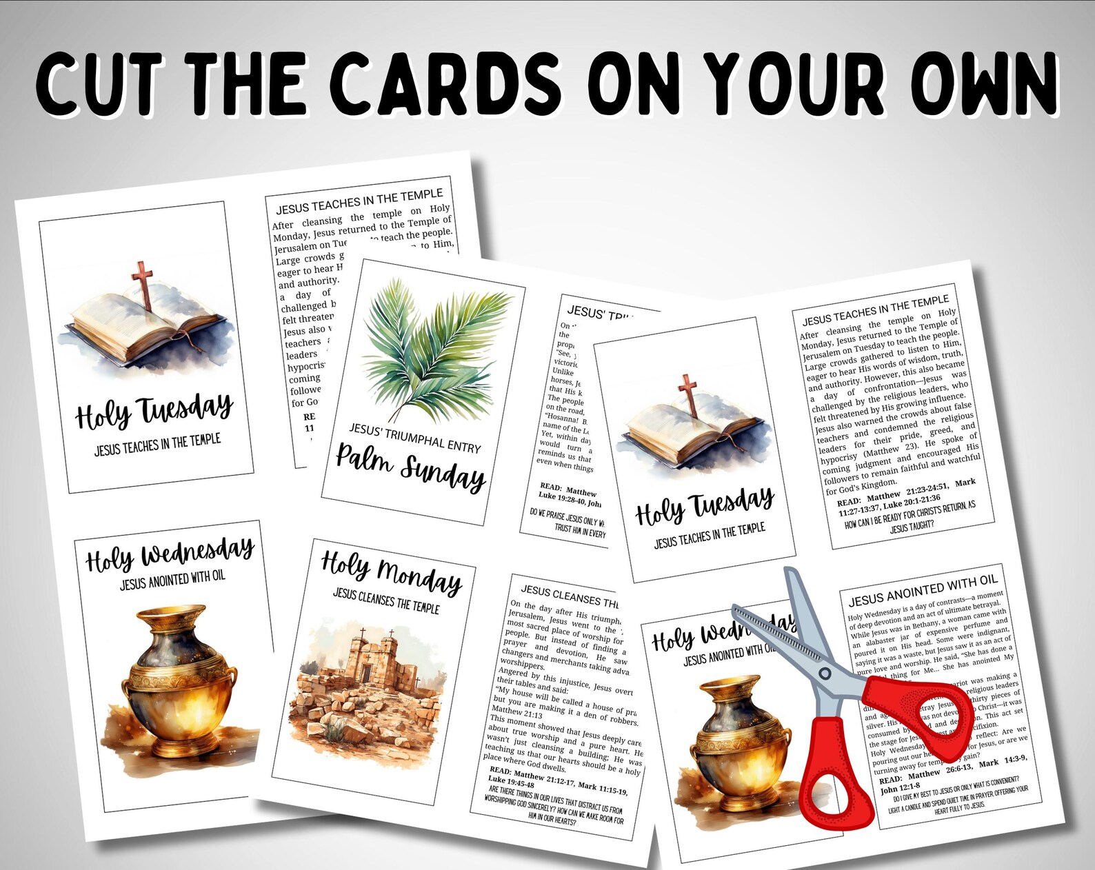 Holy Week Study Cards, Holy Week Countdown, Holy Week Story Card ...