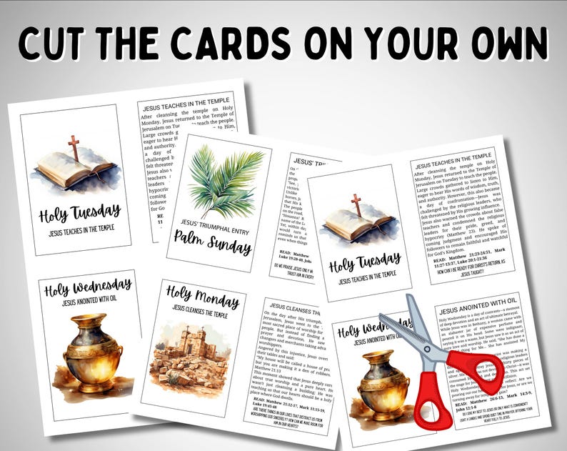 Holy Week Study Cards, Holy Week Countdown, Holy Week Story Card ...