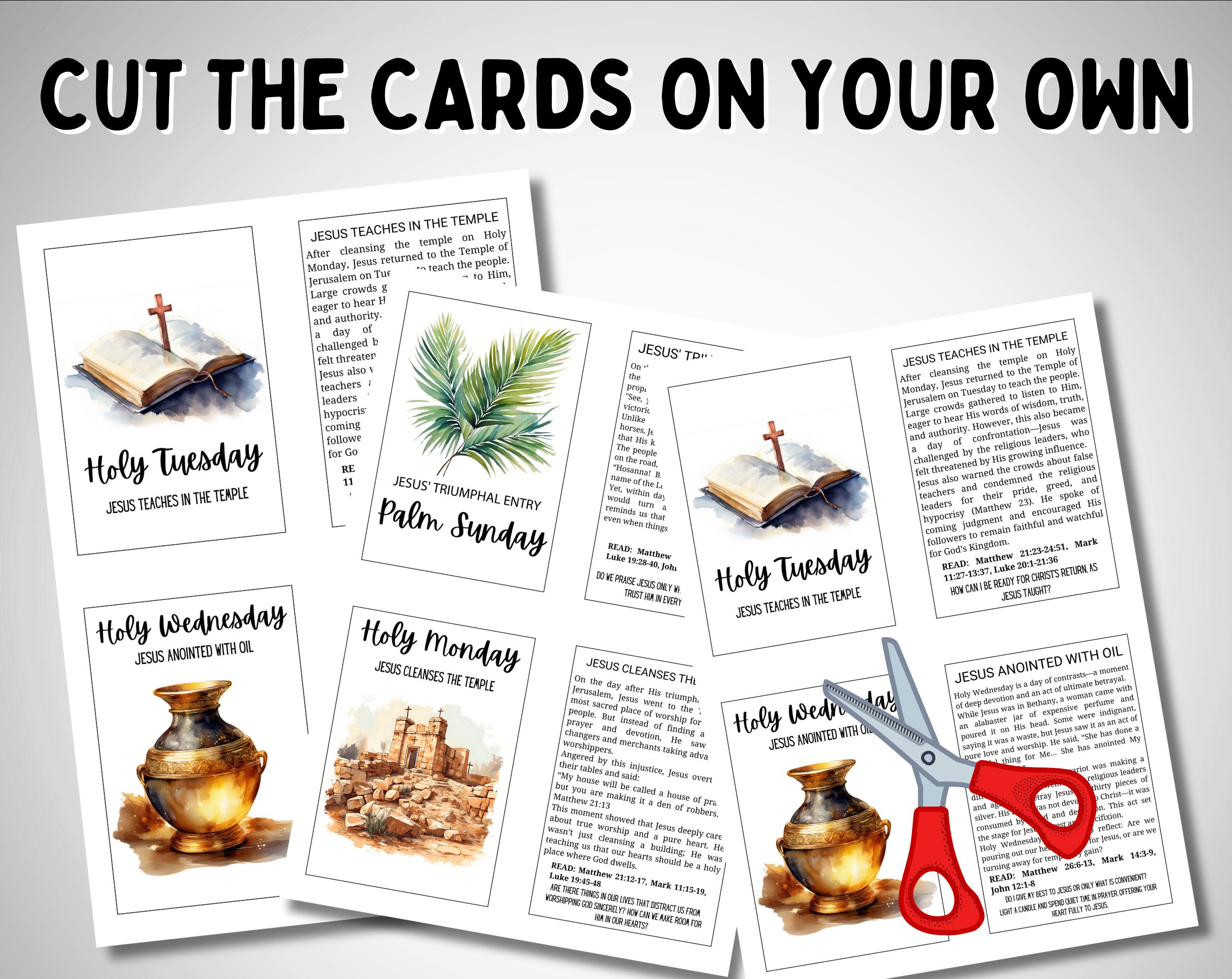Holy Week Study Cards, Holy Week Countdown, Holy Week Story Card ...