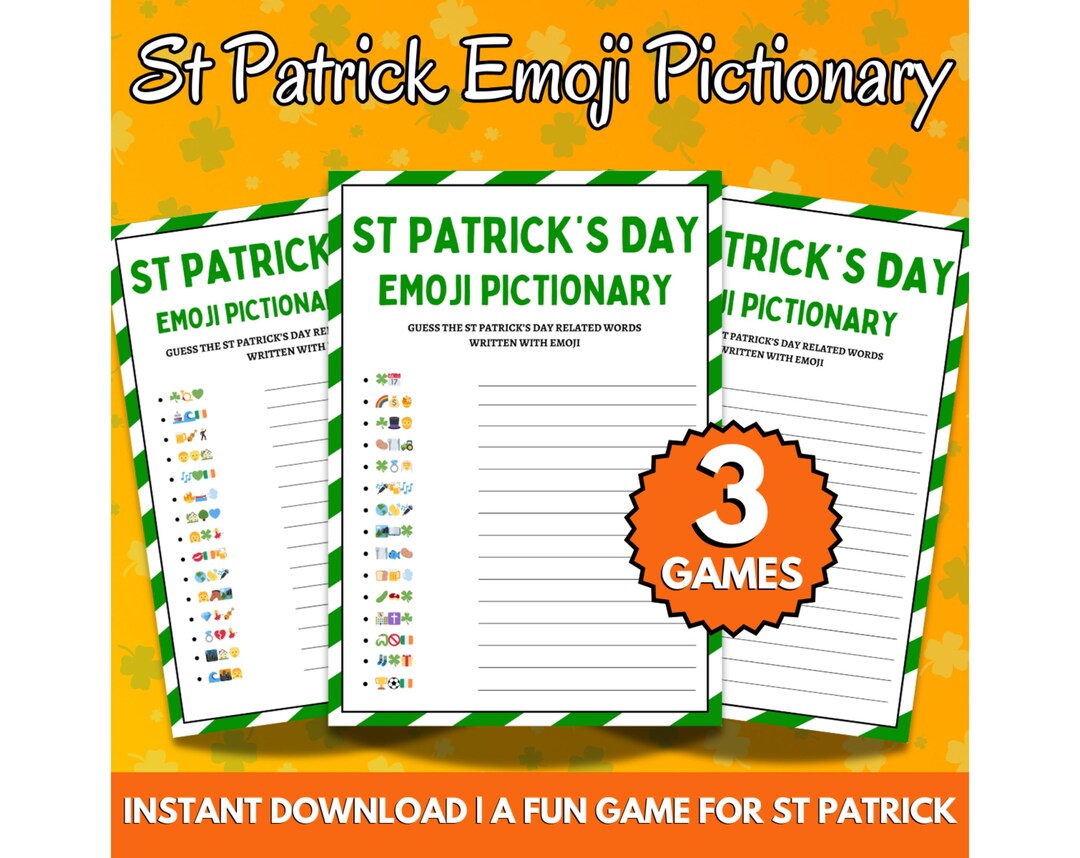 St Patrick's Day Emoji Pictionary Game, St Patricks Activity, St ...