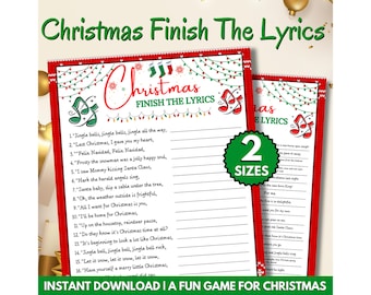 Christmas Finish the Lyrics Game | Printable Christmas Game | Christmas ...
