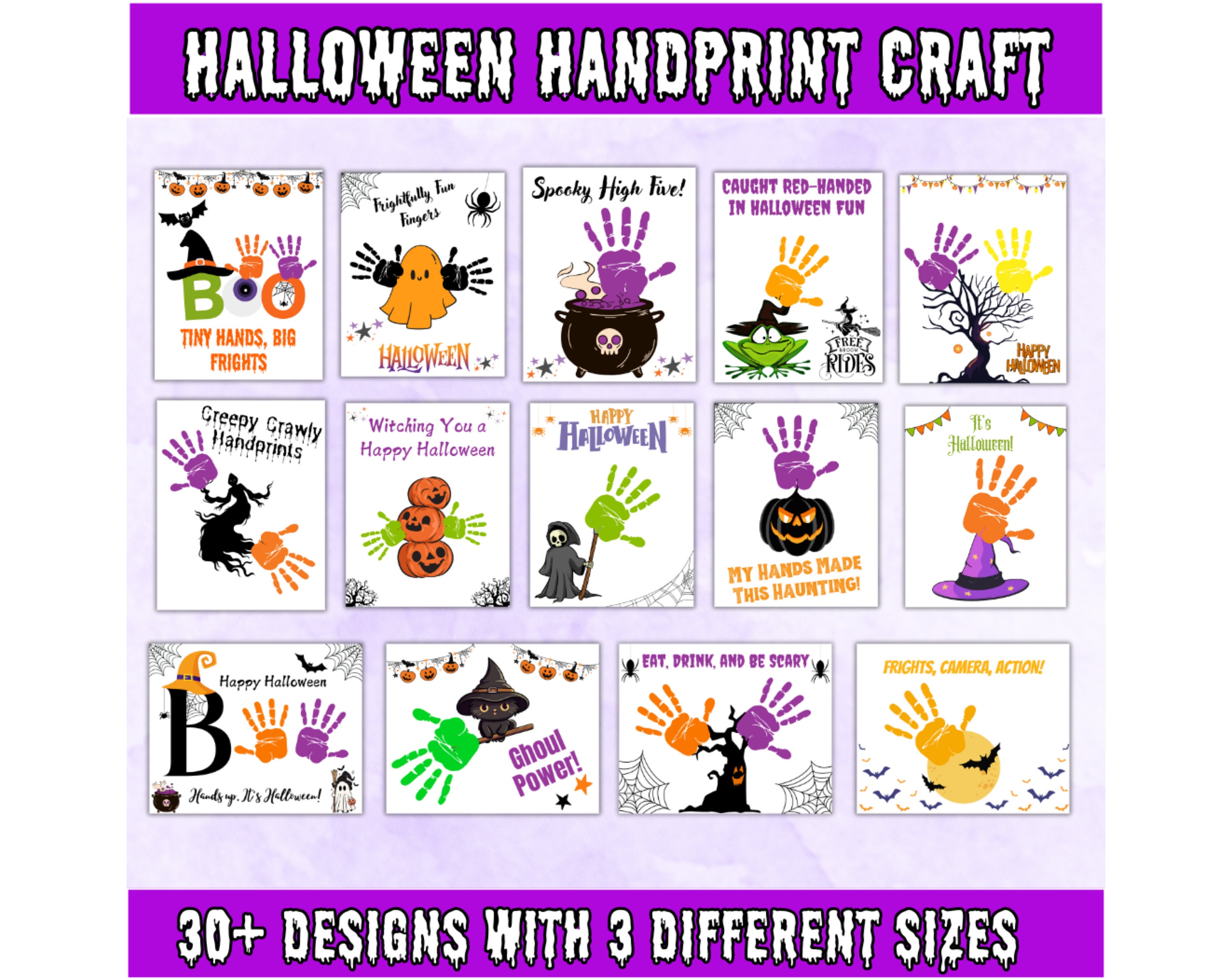 30+ Halloween Handprint Crafts Bundle, Finger Print Craft Keepsake ...
