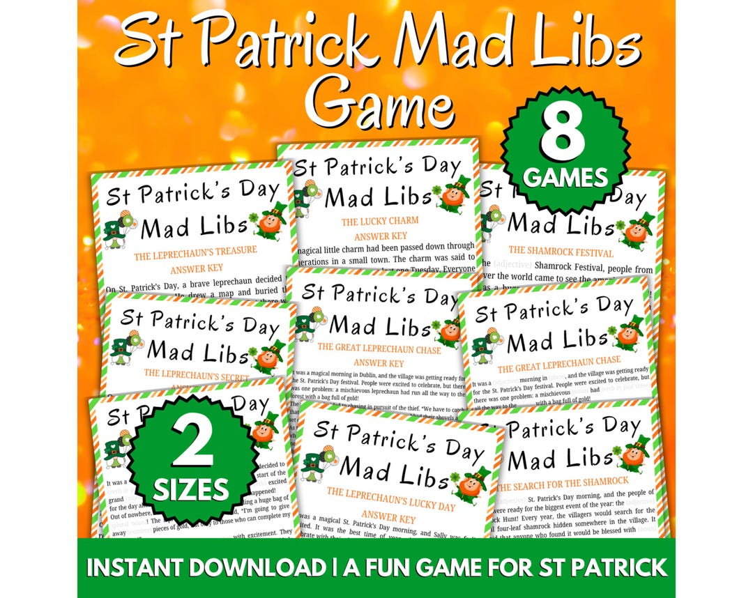 St Patrick Mad Libs Game, Patty's Mad Libs, St Patrick's Day Party Game ...
