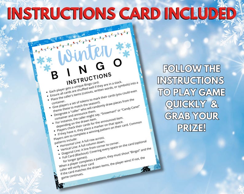 55 Winter Bingo Game, Winter Bingo Cards, Winter Holiday Classroom ...
