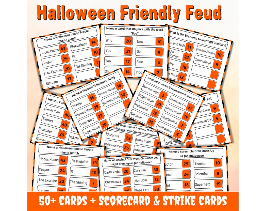 Halloween Friendly Feud Game, Halloween Printable Activities, Halloween ...