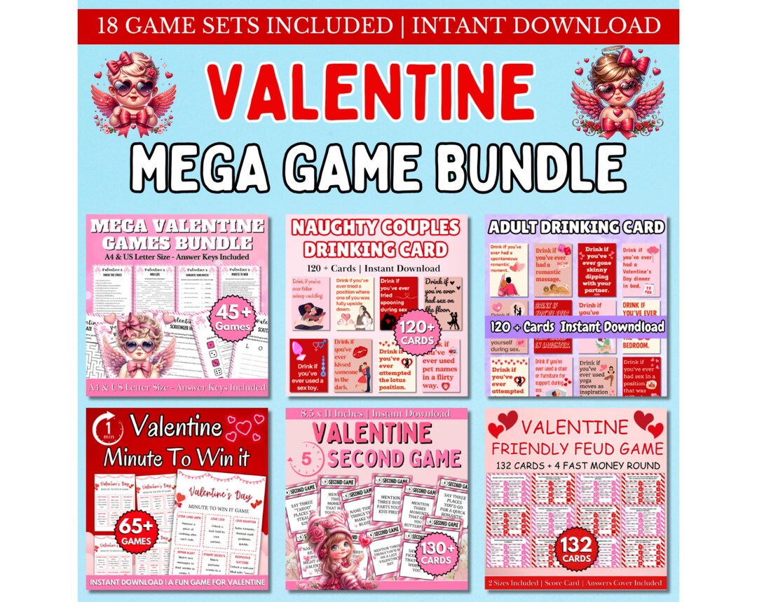 Mega Valentine's Party Games Bundle, Galentines Party Games, Valentines ...
