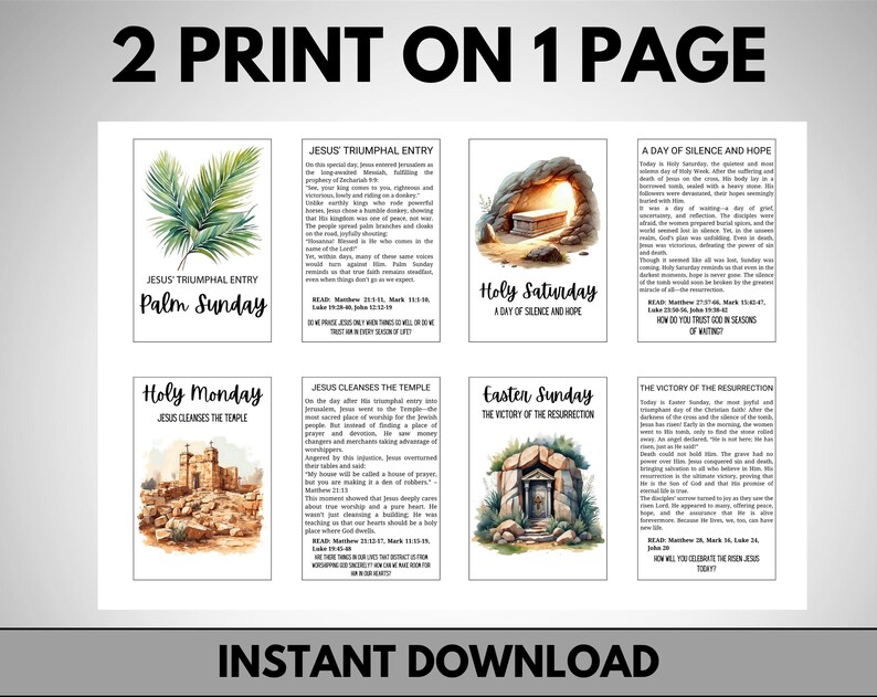 Holy Week Study Cards, Holy Week Countdown, Holy Week Story Card ...