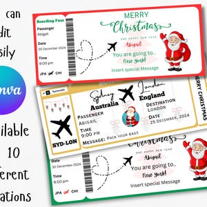 Christmas Boarding Pass Template, Editable Boarding Pass, Surprise ...