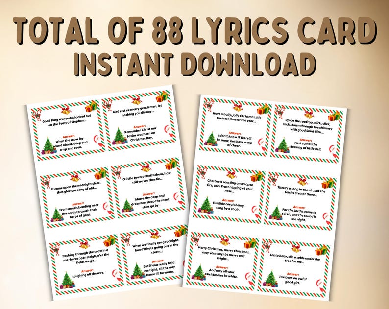 Christmas Finish the Lyrics, Christmas Song Trivia Game, Finish the ...