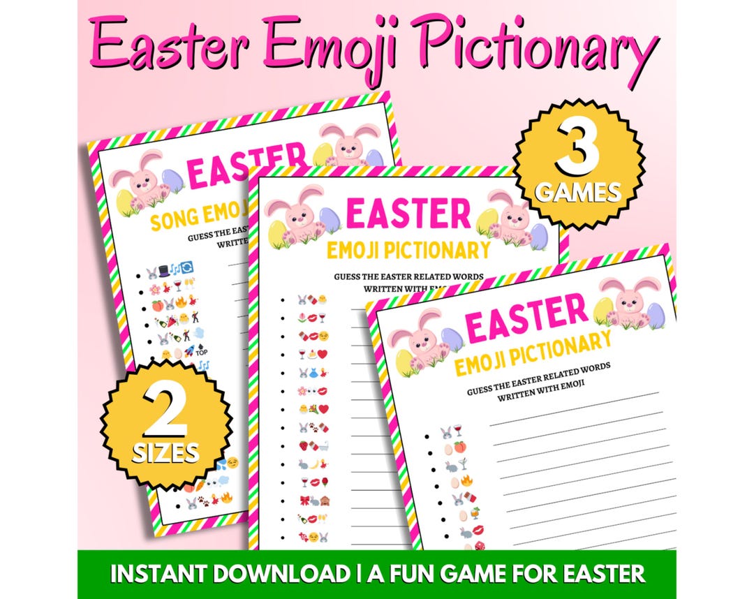 Easter Emoji Pictionary, Printable Easter Party Word Game, Easter Song ...