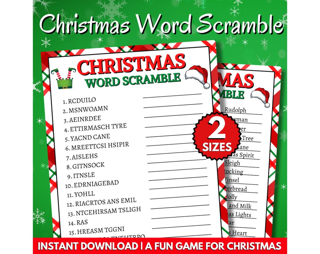 Christmas Word Scramble Game, Christmas Kids Game, Christmas Word Game ...