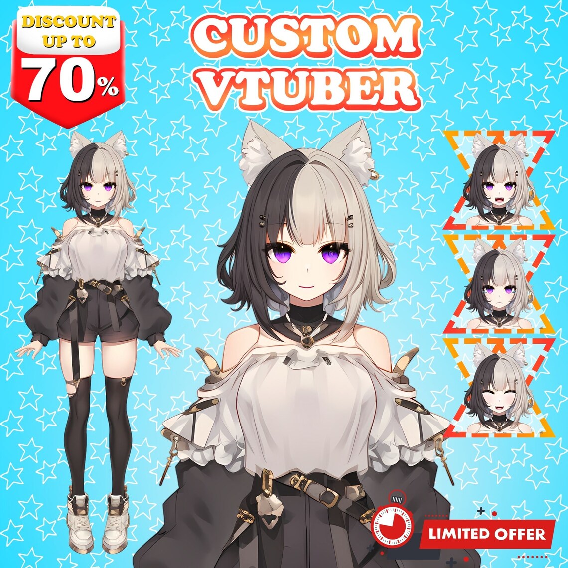 CUSTOM VTUBER MODEL Commercial Use, Vtuber Rigging, Vtuber Character ...