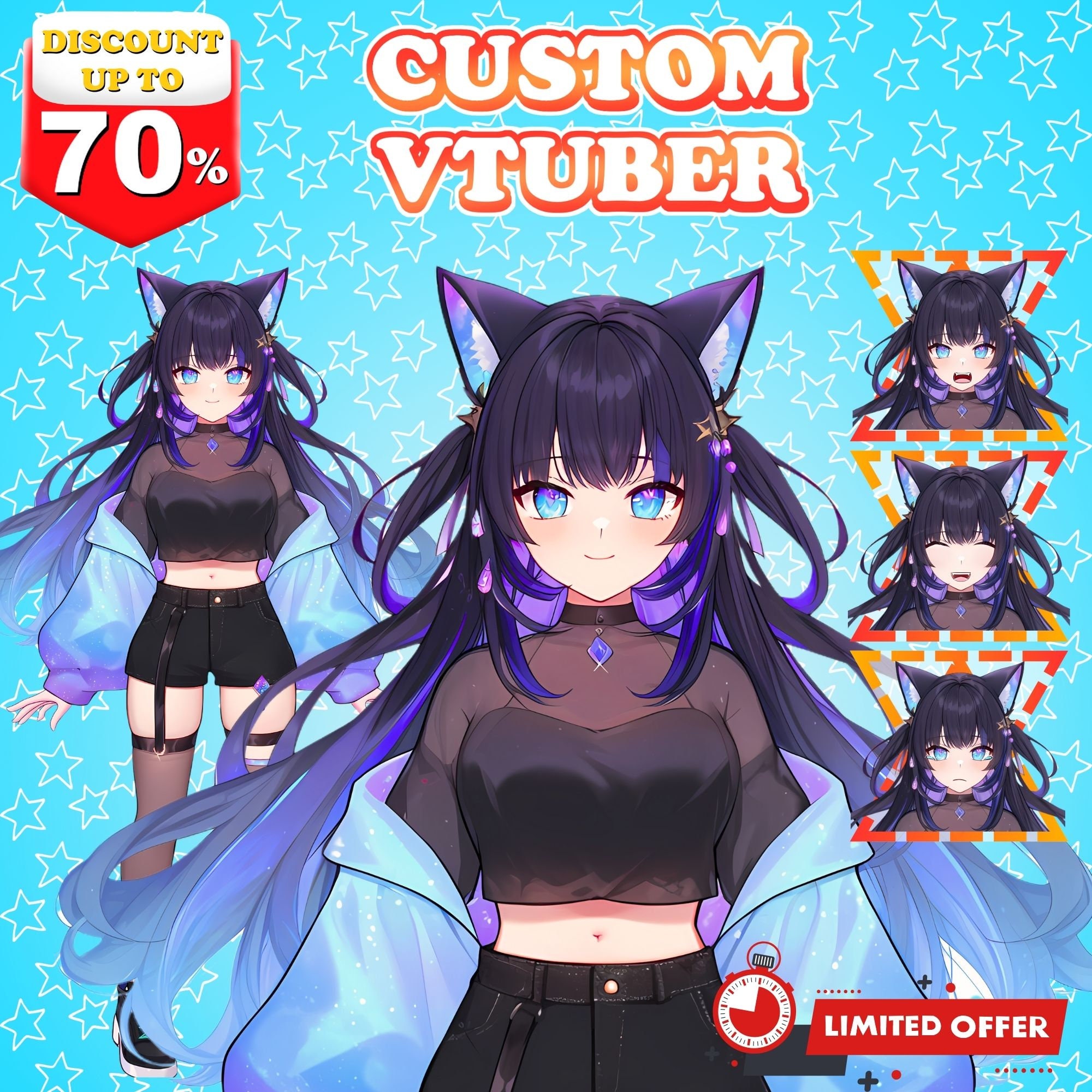 CUSTOM VTUBER MODEL Commercial Use, Vtuber Rigging, Vtuber Character ...