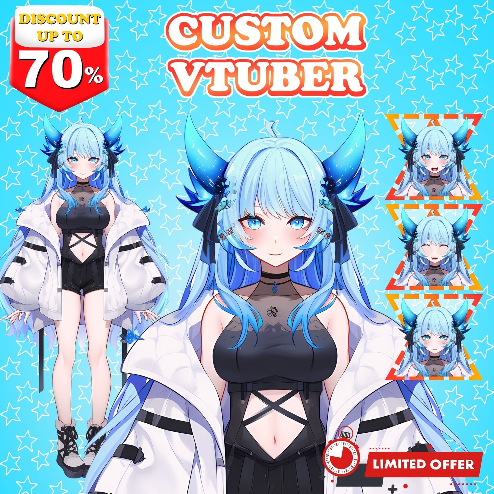 CUSTOM VTUBER MODEL Commercial Use, Vtuber Rigging, Vtuber Character ...