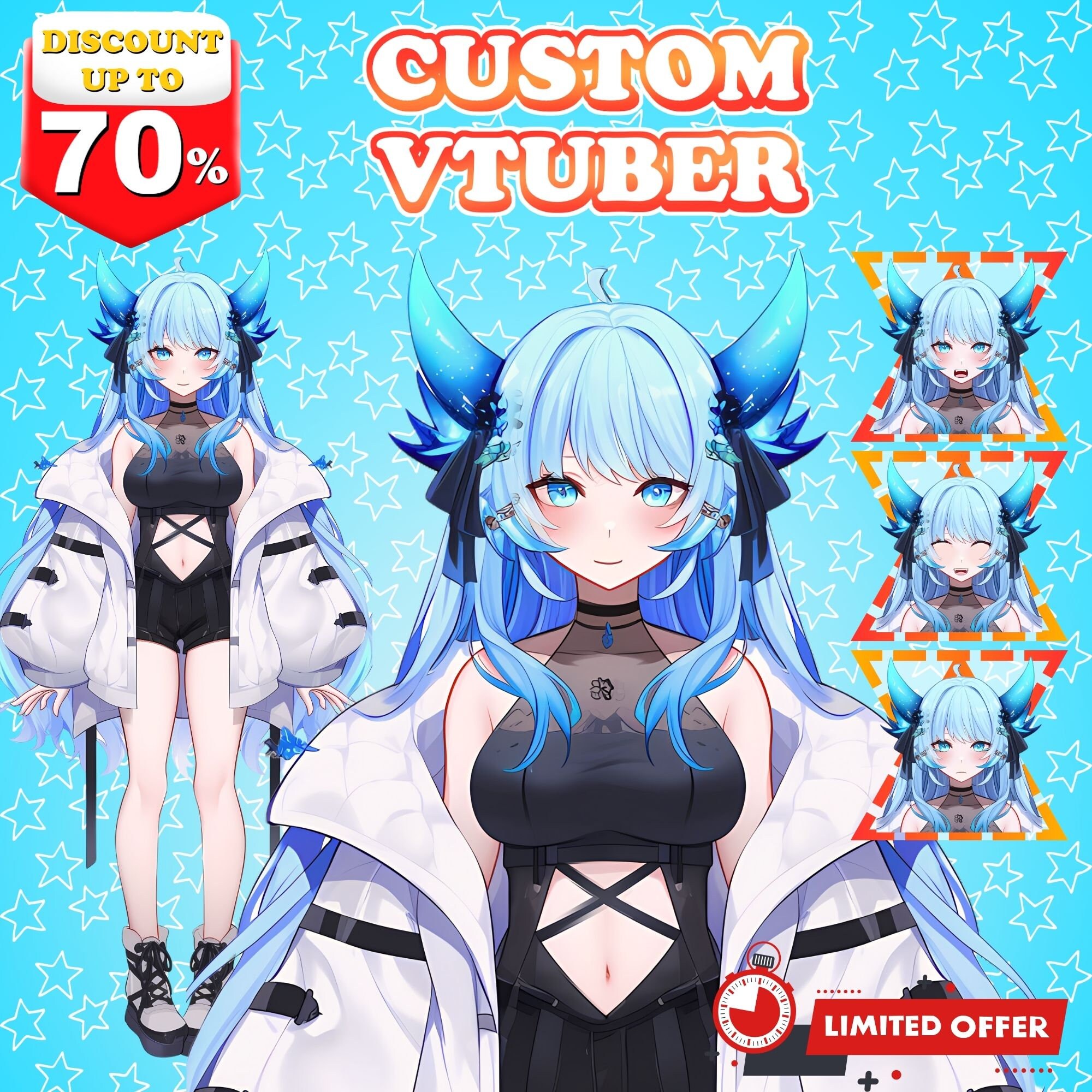 CUSTOM VTUBER MODEL Commercial Use, Vtuber Rigging, Vtuber Character ...
