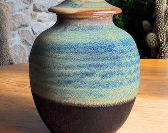 160 Cu/in Capacity Memorial Urn- Handmade Pottery Clay Urn - 160 Cubic ...
