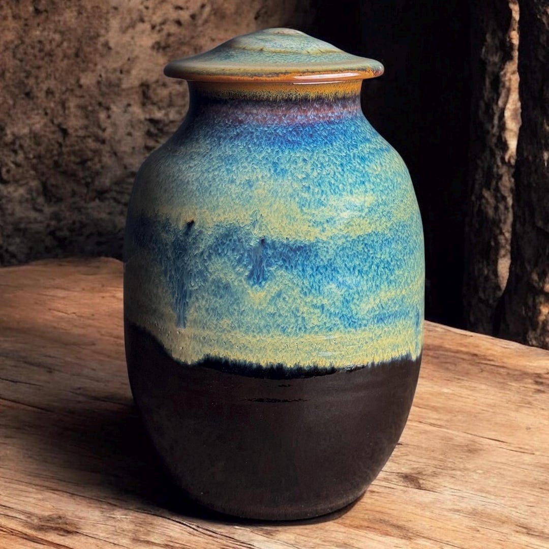 170 Cu/in Capacity Memorial Urn- Handmade Pottery Clay Urn - 170 Cubic ...