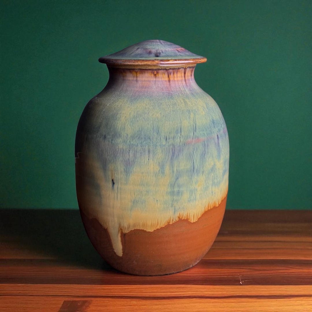 Handmade Twilight Meadow Cremation Urn: Ceramic Pottery Memorial Jar ...