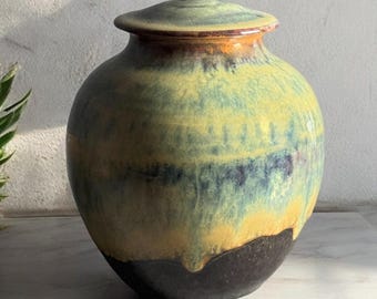 160 Cu/in Capacity Memorial Urn- Handmade Pottery Clay Urn - 160 Cubic ...