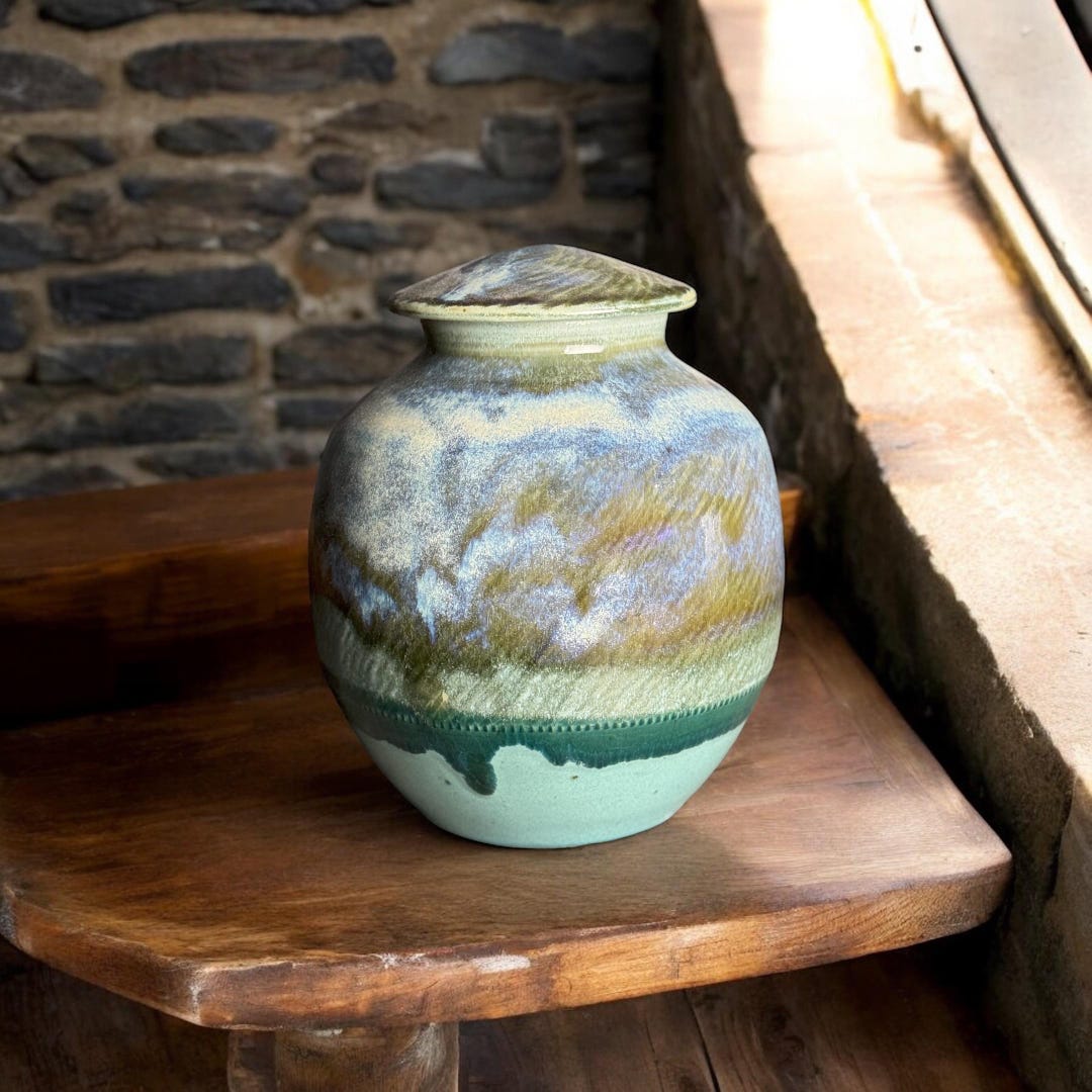 Handmade Pottery Cremation Urn Medium Size Holds Approximately 150 ...