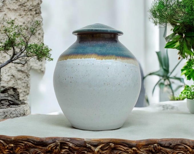 Handmade Pottery Cremation Urn - Medium Size - Holds Approximately 135 ...