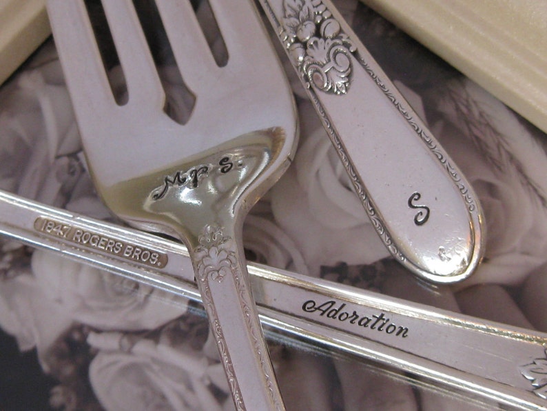 Vintage Upcycled Mr & Mrs Wedding/anniversary Silverplate Handstamped ...