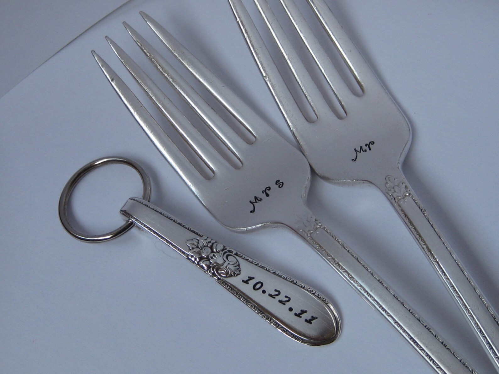 Vintage Upcycled Mr & Mrs Wedding/anniversary Silverplate Handstamped ...