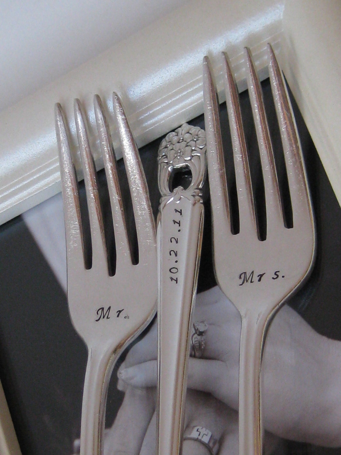 Vintage Upcycled Mr & Mrs Wedding/anniversary Silverplate Handstamped ...