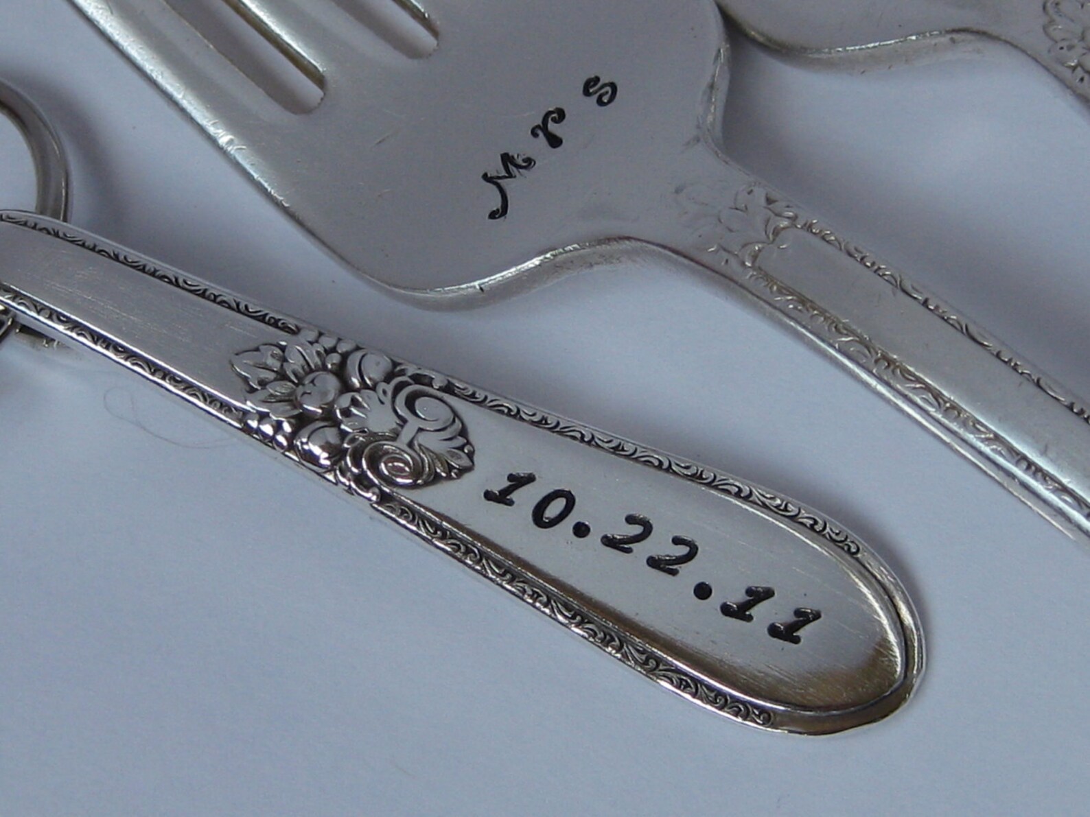 Vintage Upcycled Mr & Mrs Wedding/anniversary Silverplate Handstamped ...