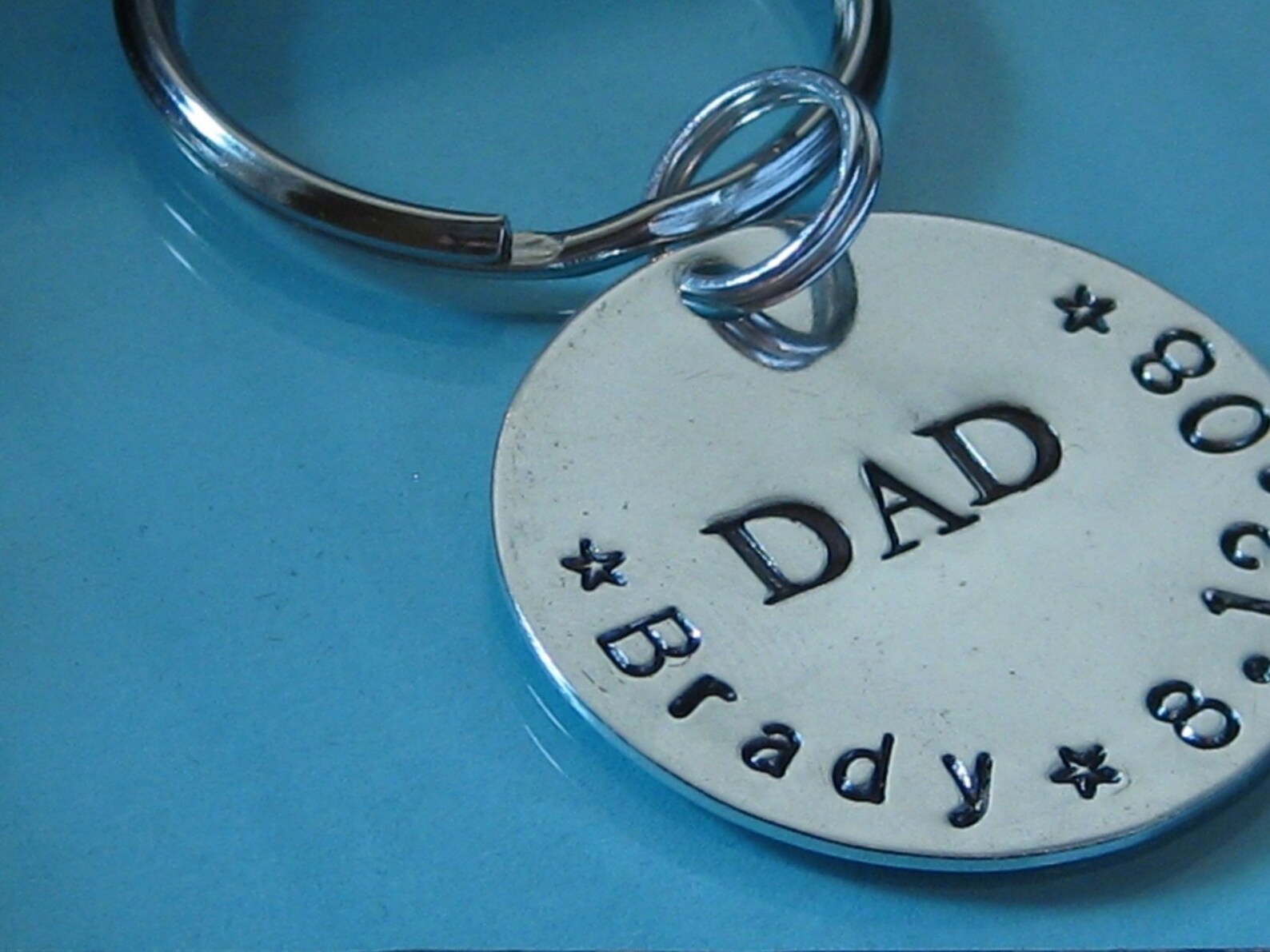 Custom Hand Stamped Sterling Silver Key Chain - Etsy