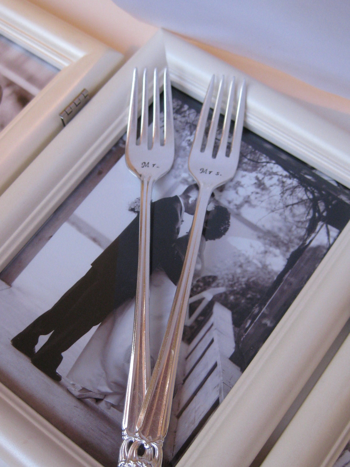 Vintage Upcycled Mr & Mrs Wedding/anniversary Silverplate Handstamped ...