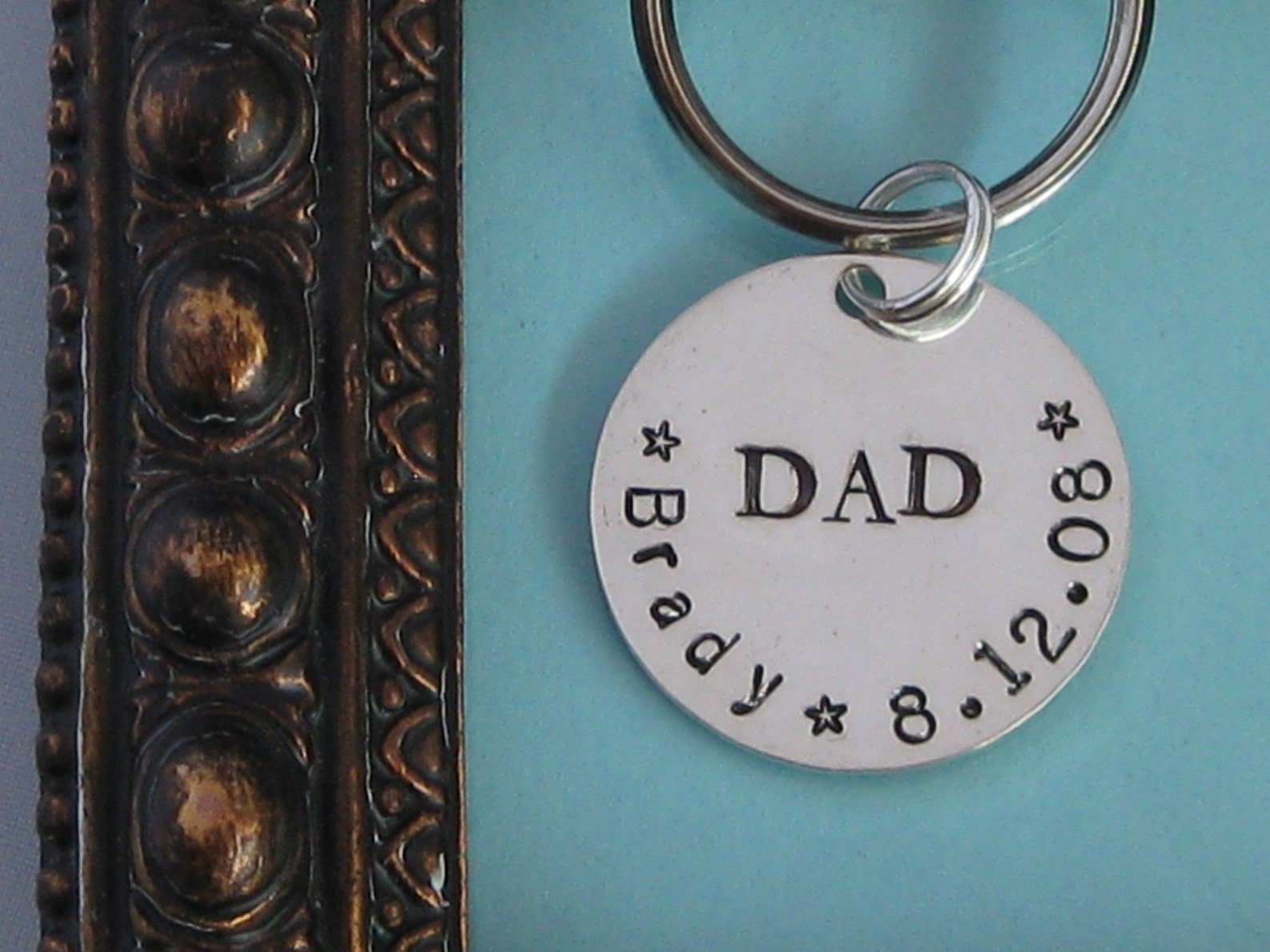 Custom Hand Stamped Sterling Silver Key Chain - Etsy
