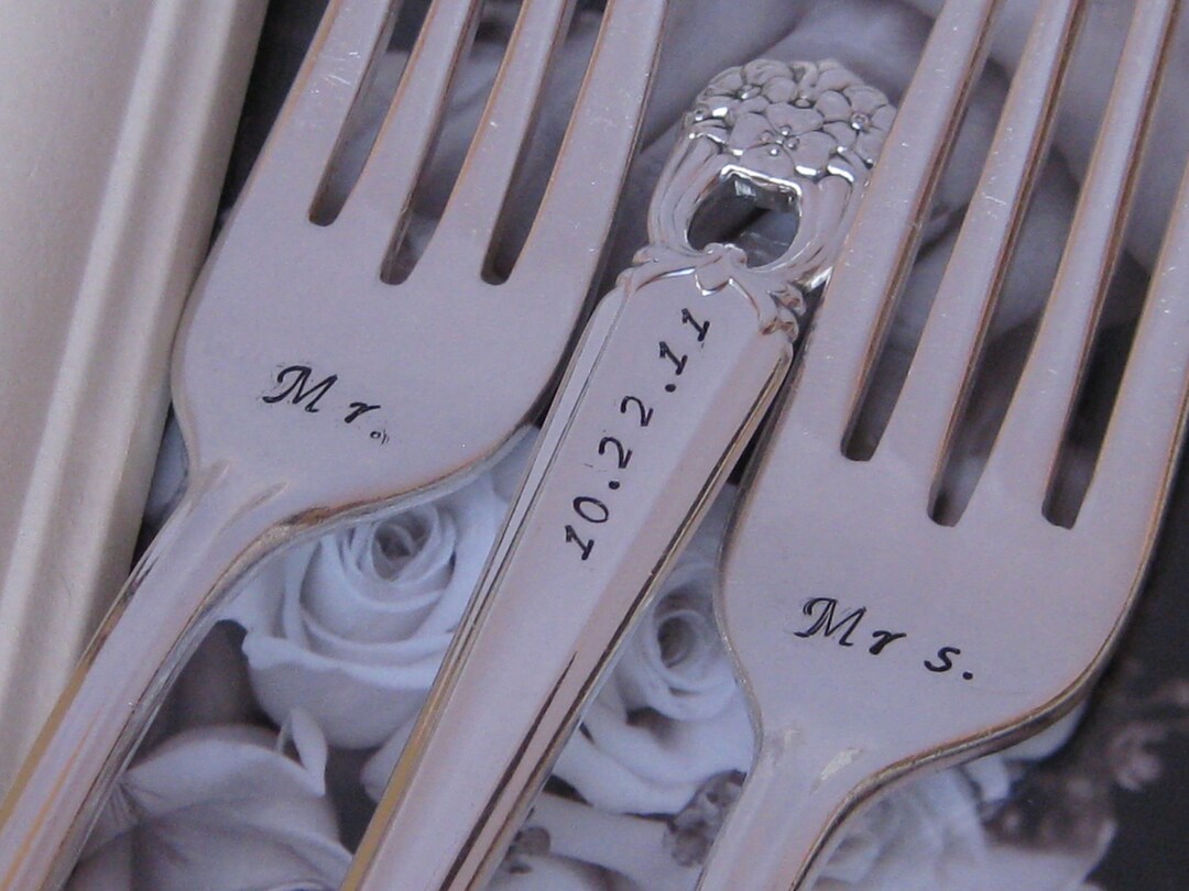 Vintage Upcycled Mr & Mrs Wedding/anniversary Silverplate Handstamped ...