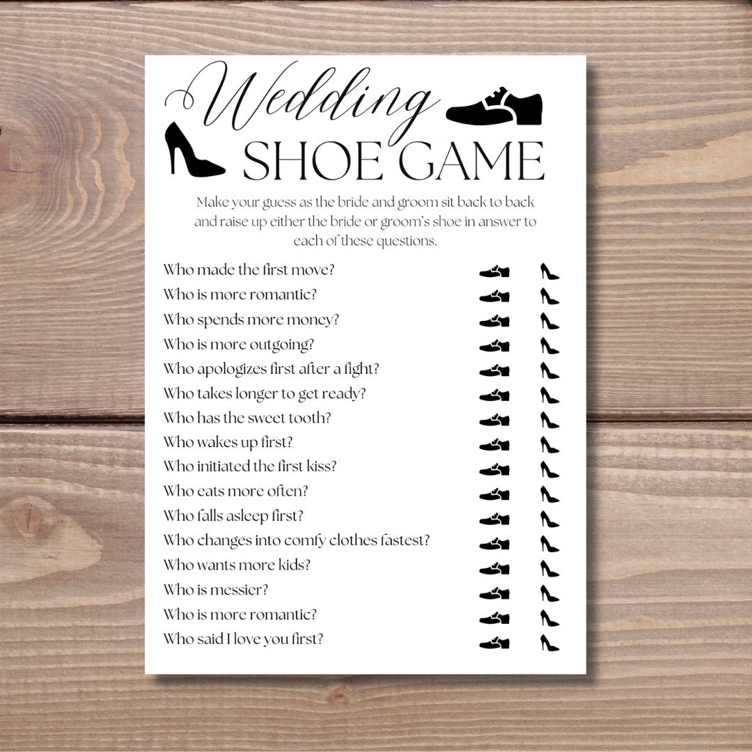 Wedding Shoe Game | Bridal Shower | Wedding Game | Instant Download - Etsy