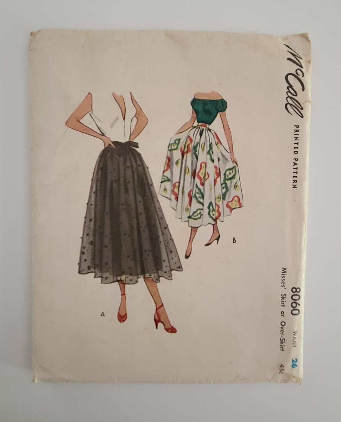 Vintage 1950s Mccall Sewing Pattern 8060 . Full Skirt and Overskirt ...