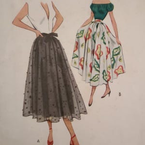 Vintage 1950s Mccall Sewing Pattern 8060 . Full Skirt and Overskirt ...