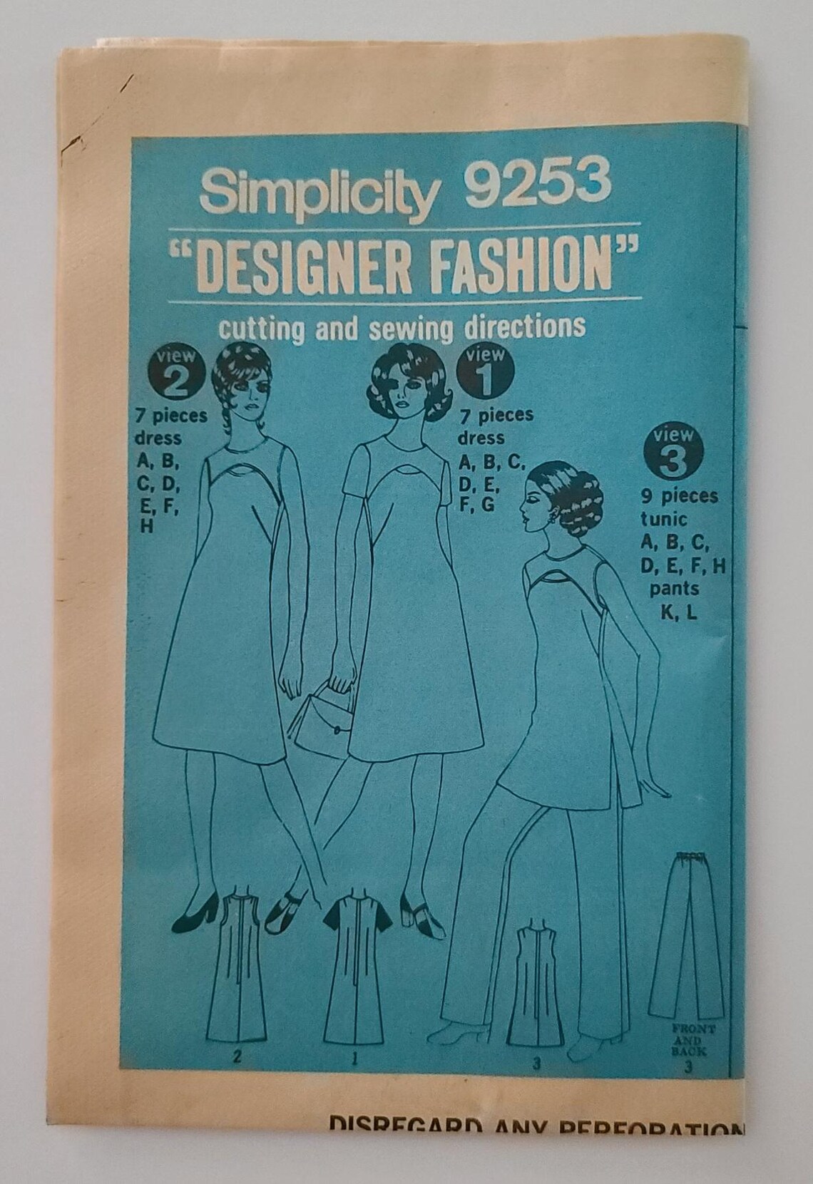 Vintage 1971 Simplicity Sewing Pattern 9253 . Designer Fashion Dress ...
