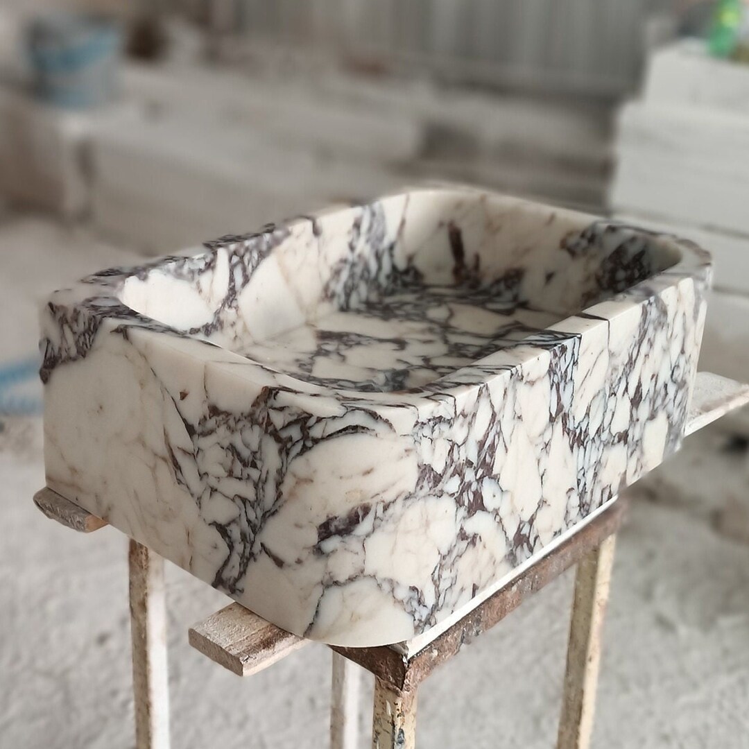 Elegant Calacatta Viola Marble Sink, Marble Sink Countertop, Bathroom ...