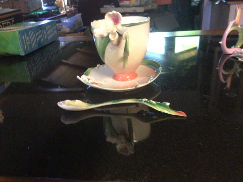 Franz Iris Teacup Saucer and Spoon - Etsy