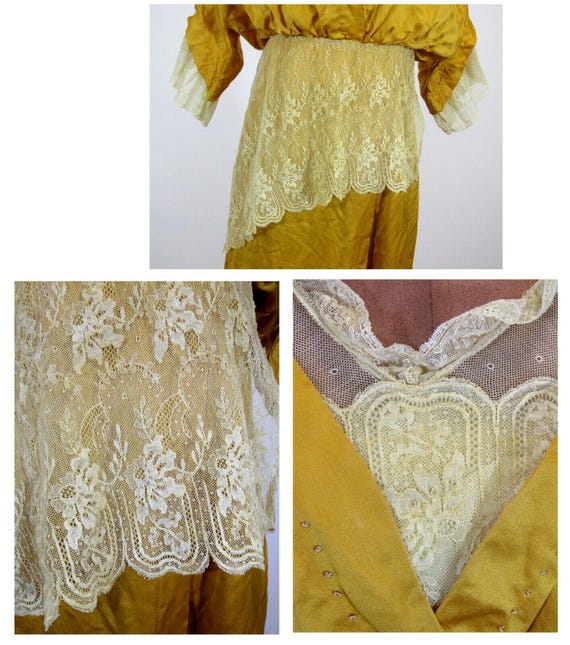 Antique 1912 Edwardian Silk and Lace Gown – Titanic E… - Gem