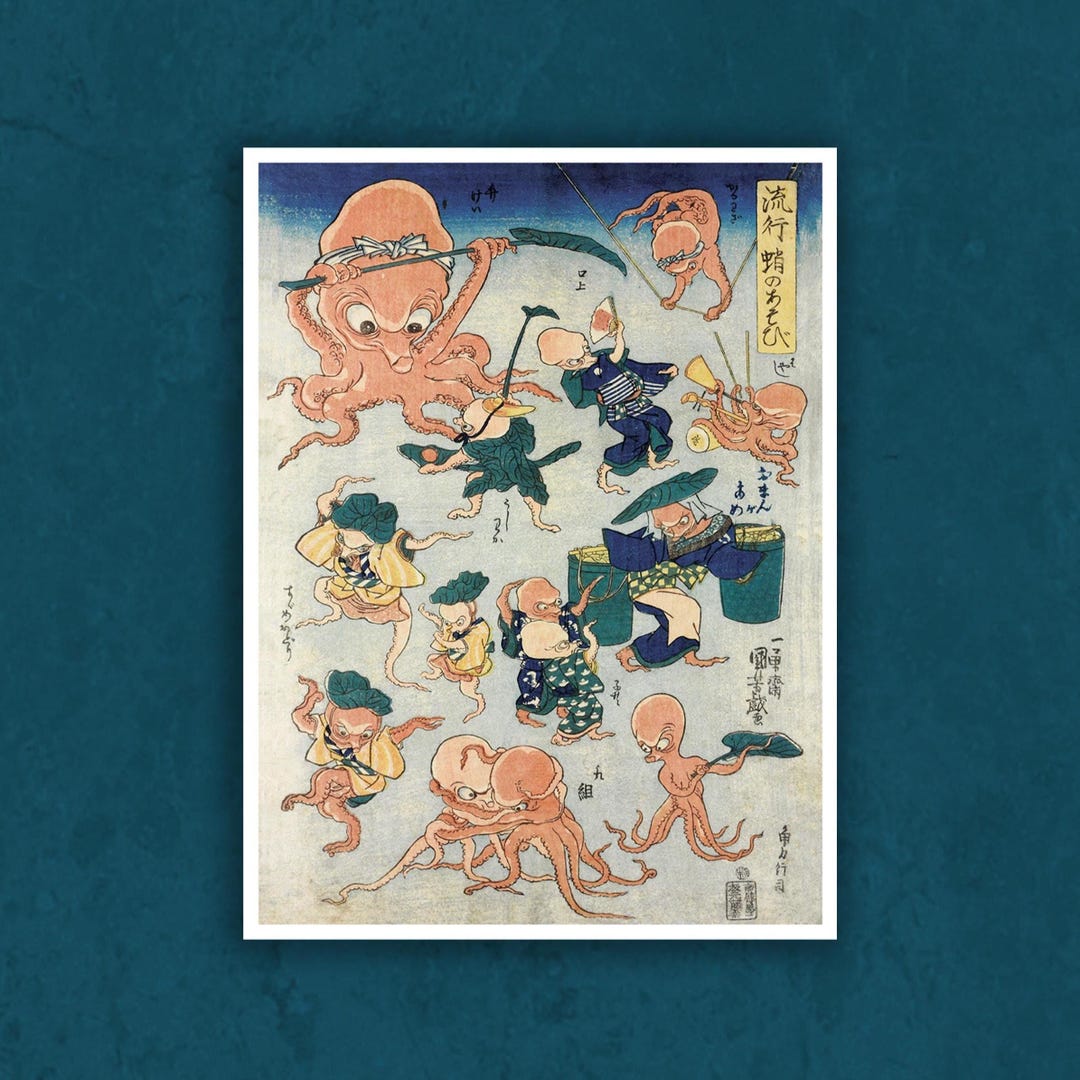 The Famous Octopus Games Canvas Print – Utagawa Kuniyoshi Ukiyo-e Art ...