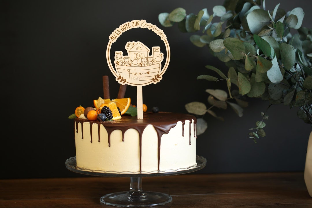 Cake Topper Erstkommunion Arche Noah personalisiert mit Name und Datum ...