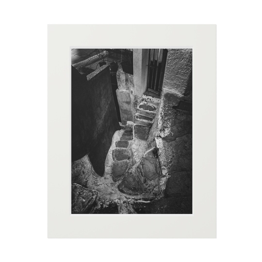 Greek Isle Staircase Print, Black and White Fine Art, Framed Giclée - Etsy