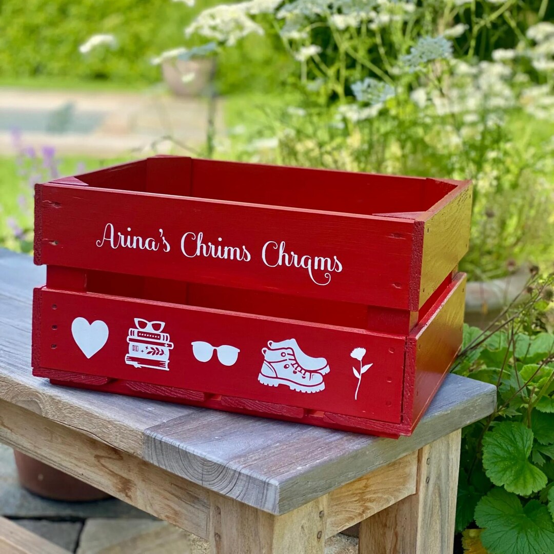 Personalized Painted Wooden Crate- Hand-painted Swiss Wood Gift ...