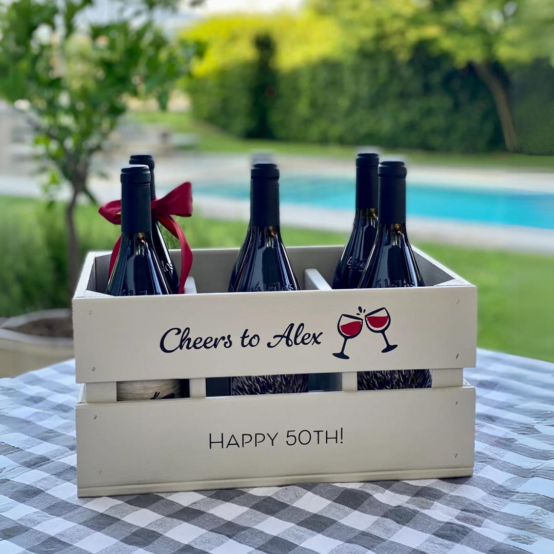 Personalized Painted Wine Crate- Hand-painted Swiss Wood Gift ...